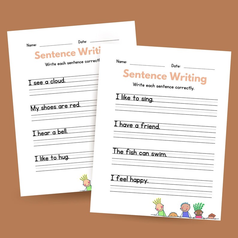 Writing Practice Kinder Printable First Grade Sentence Writing ...
