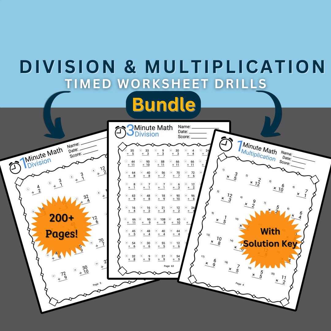 Multiplication Worksheet Printable Division Fact Drills Long Division ...