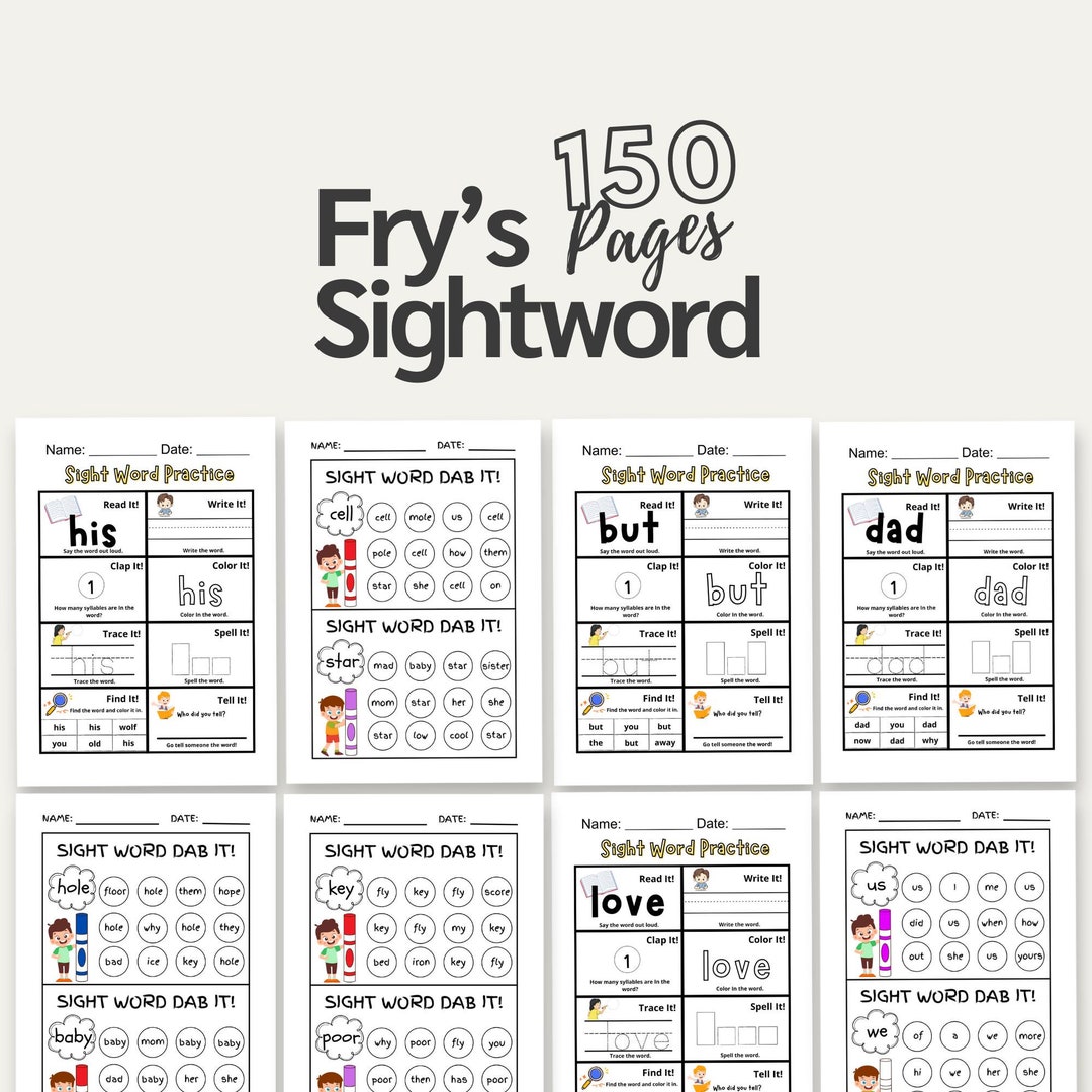 Fry First Hundred Sight Word Kindergarten Worksheet Preschool Sight ...