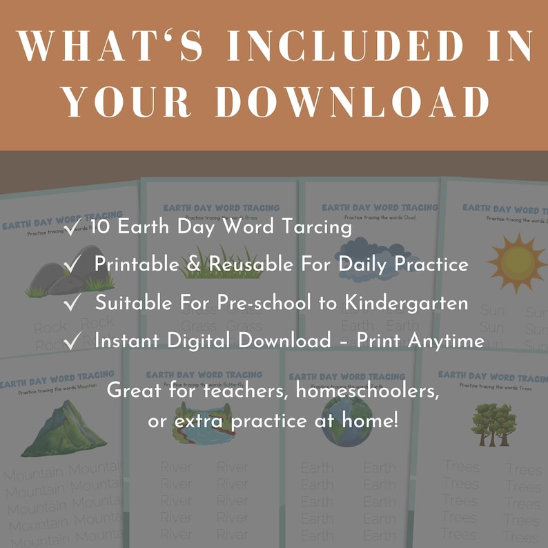 Earth Day Word Tracing Worksheets Handwriting Practice Earth Day ...