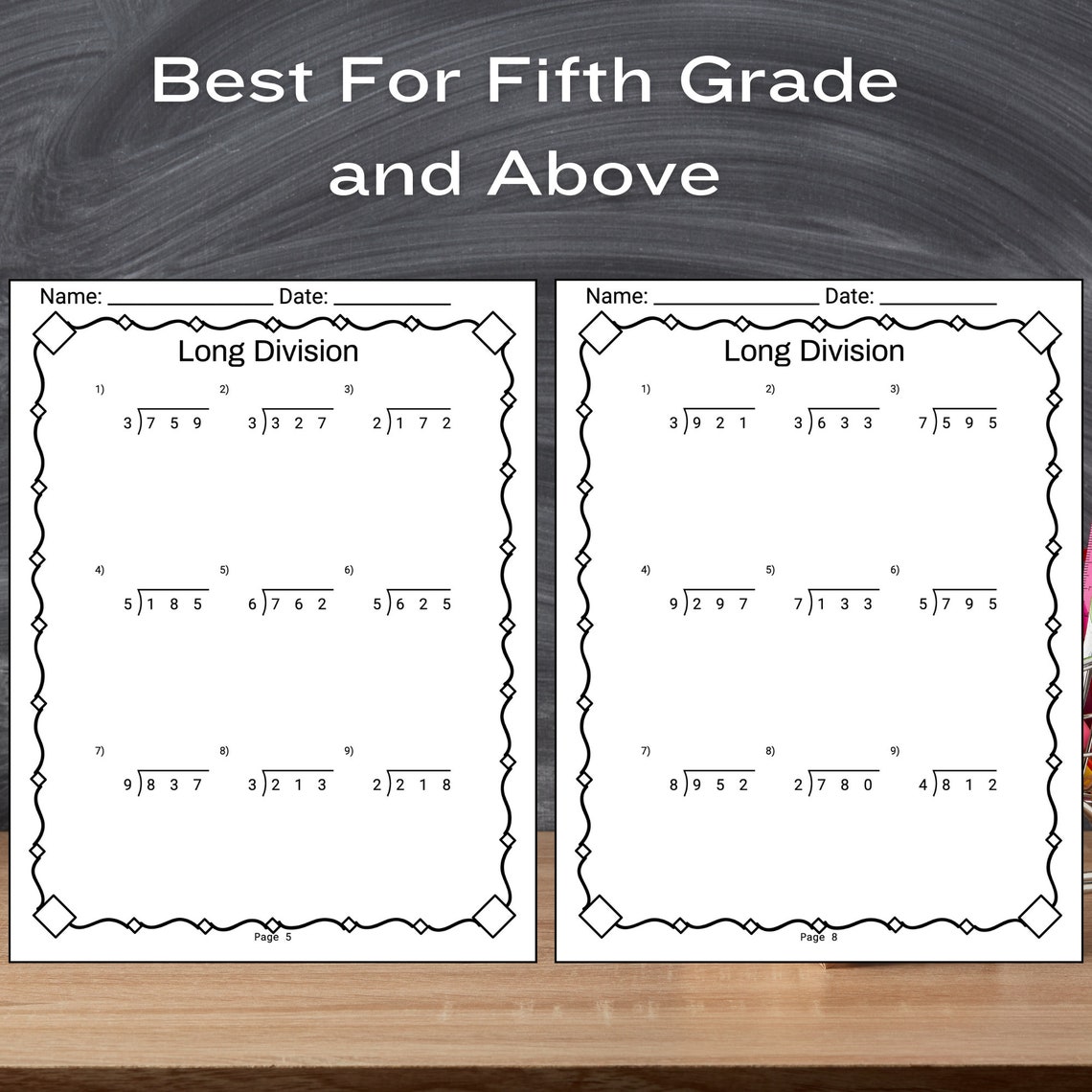 5th Grade Long Division Math Printable Homeschool Long Division Math ...