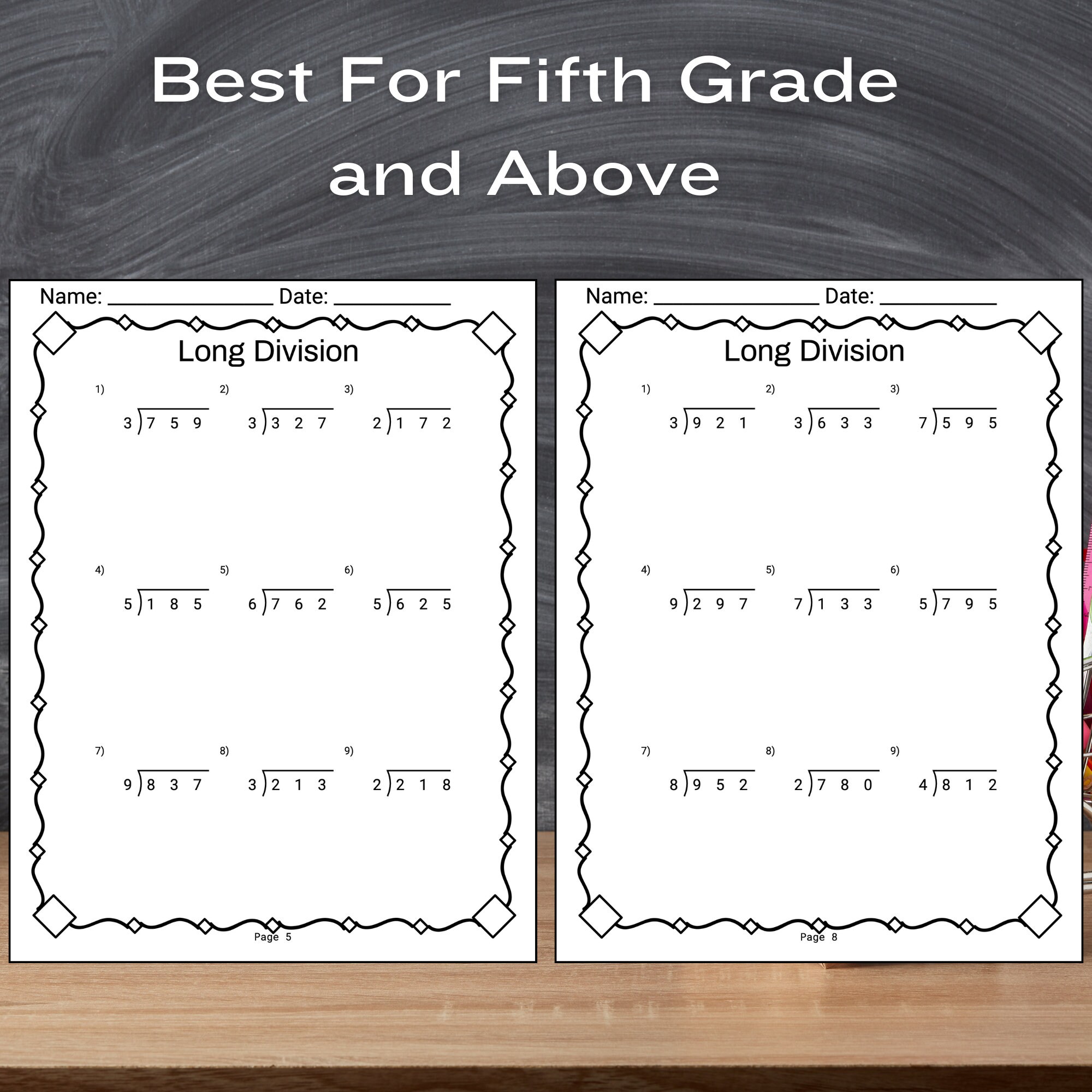 5th Grade Long Division Math Printable Homeschool Long Division Math ...