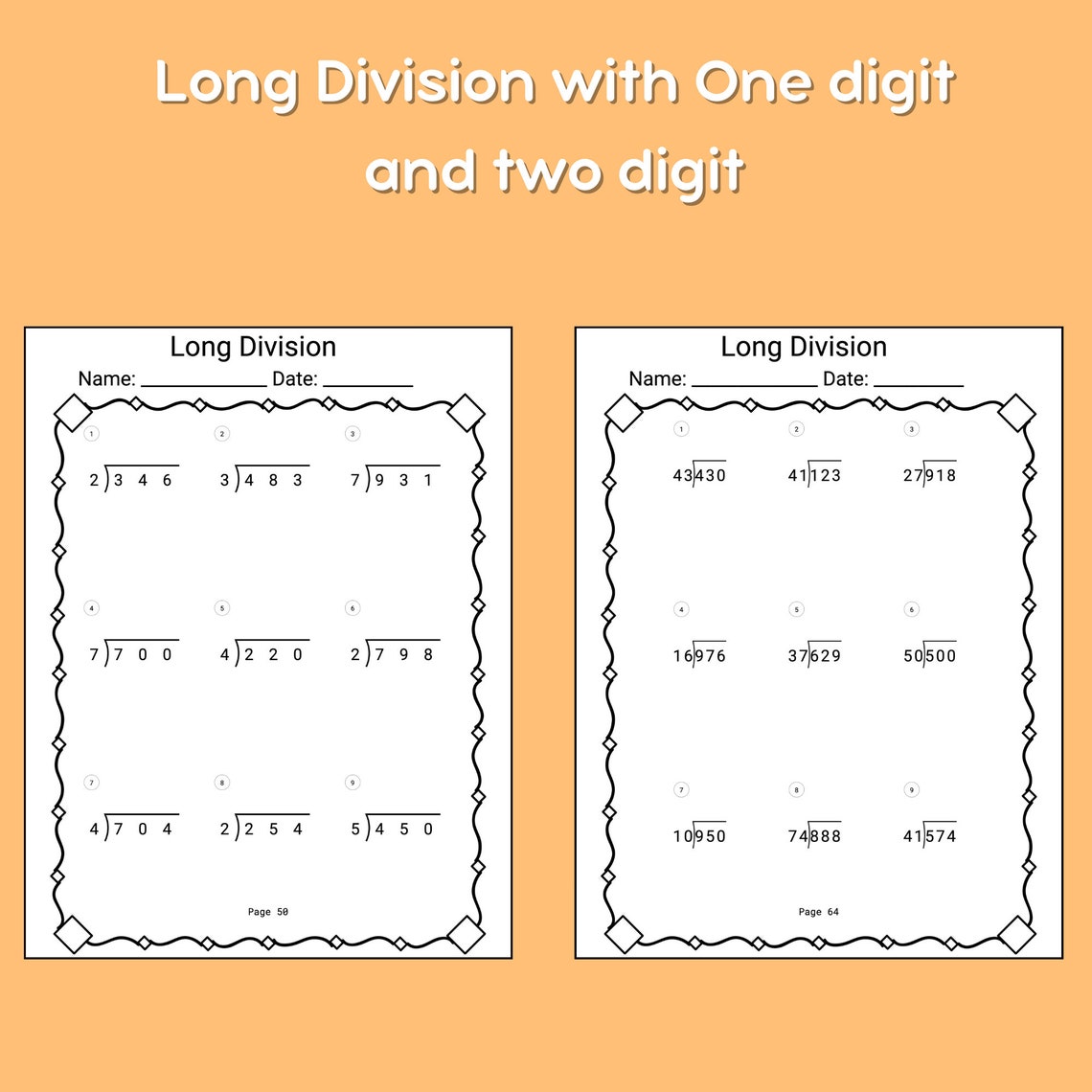Long Division Math Worksheet Printable 5th Grade Division Math ...