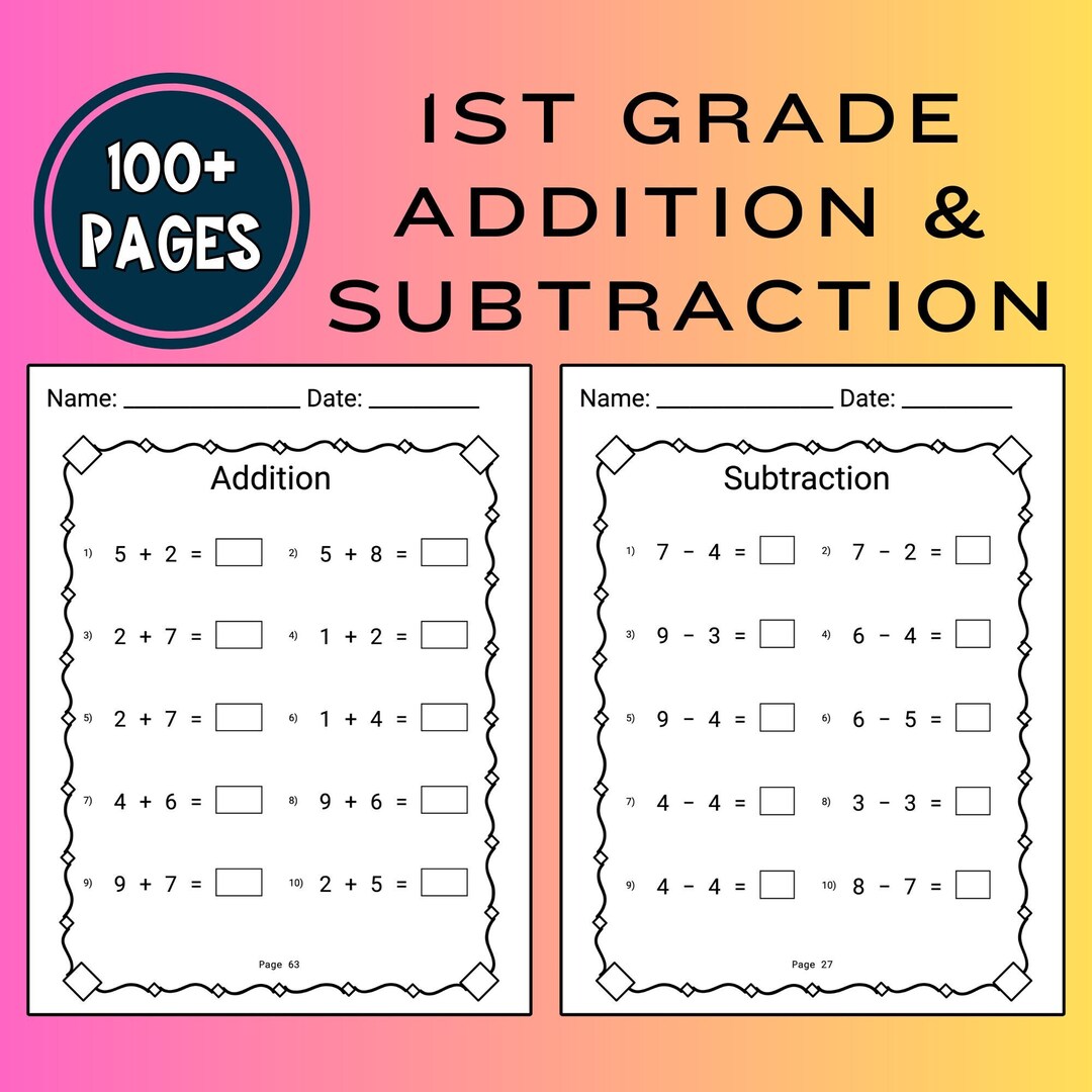Mathematics First Grade Addition Subtraction Worksheet 1st Grade ...