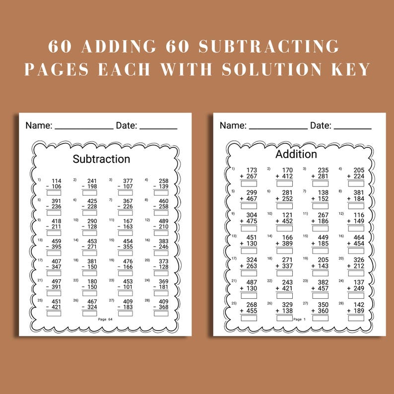 3rd Grade Math Worksheet Addition Subtraction 3rd Grade Homeschool ...
