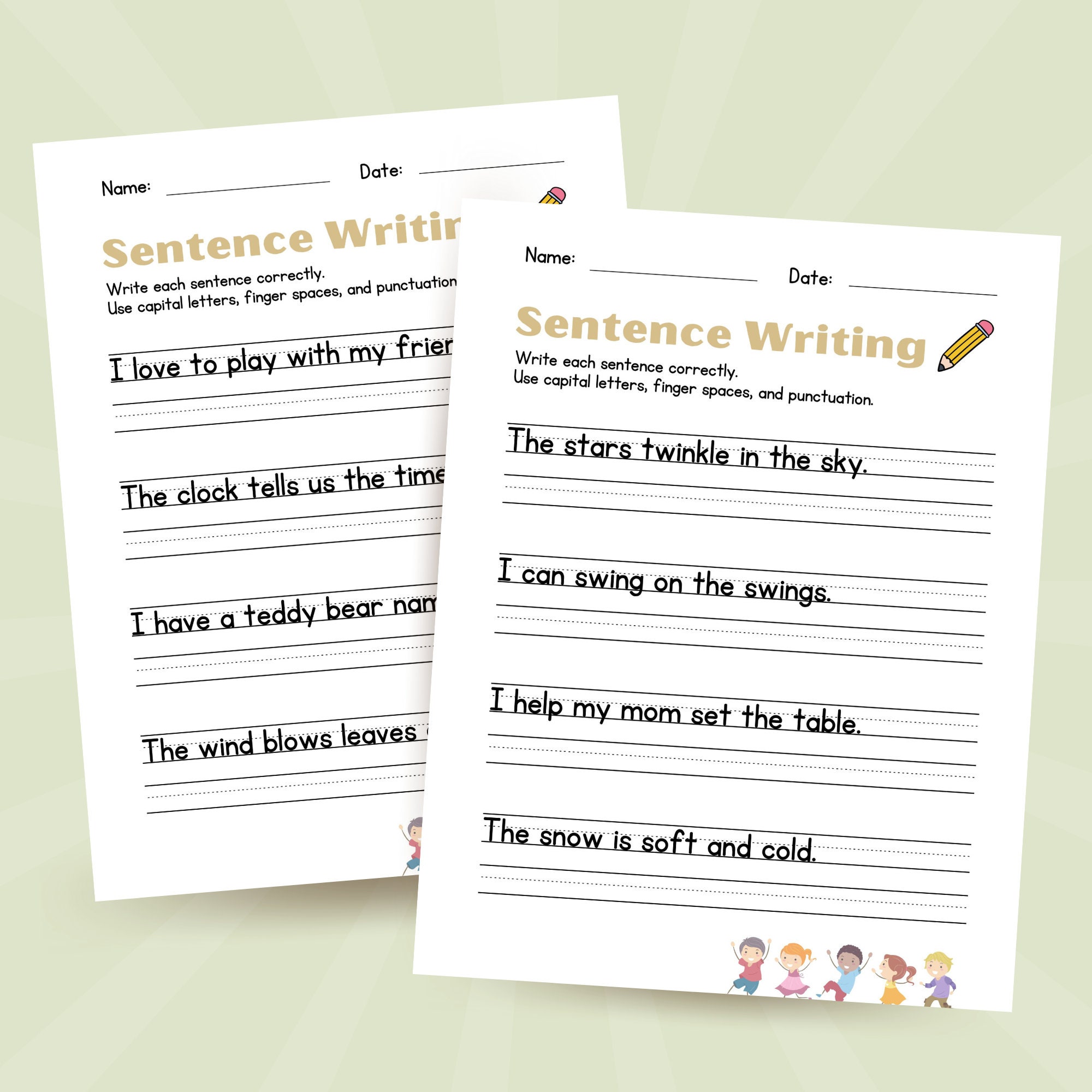 Write Sentence Worksheet Printable Sentence Formation Practice Sentence ...