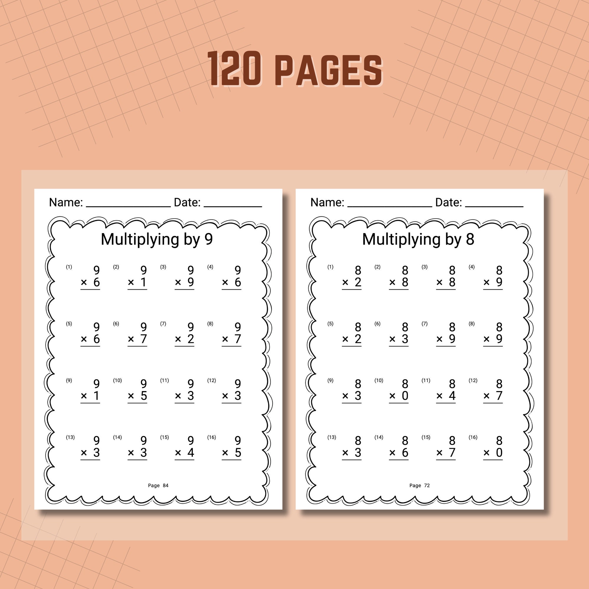 Multiplication Worksheet Practice Multiply Drill Multiplication Math ...