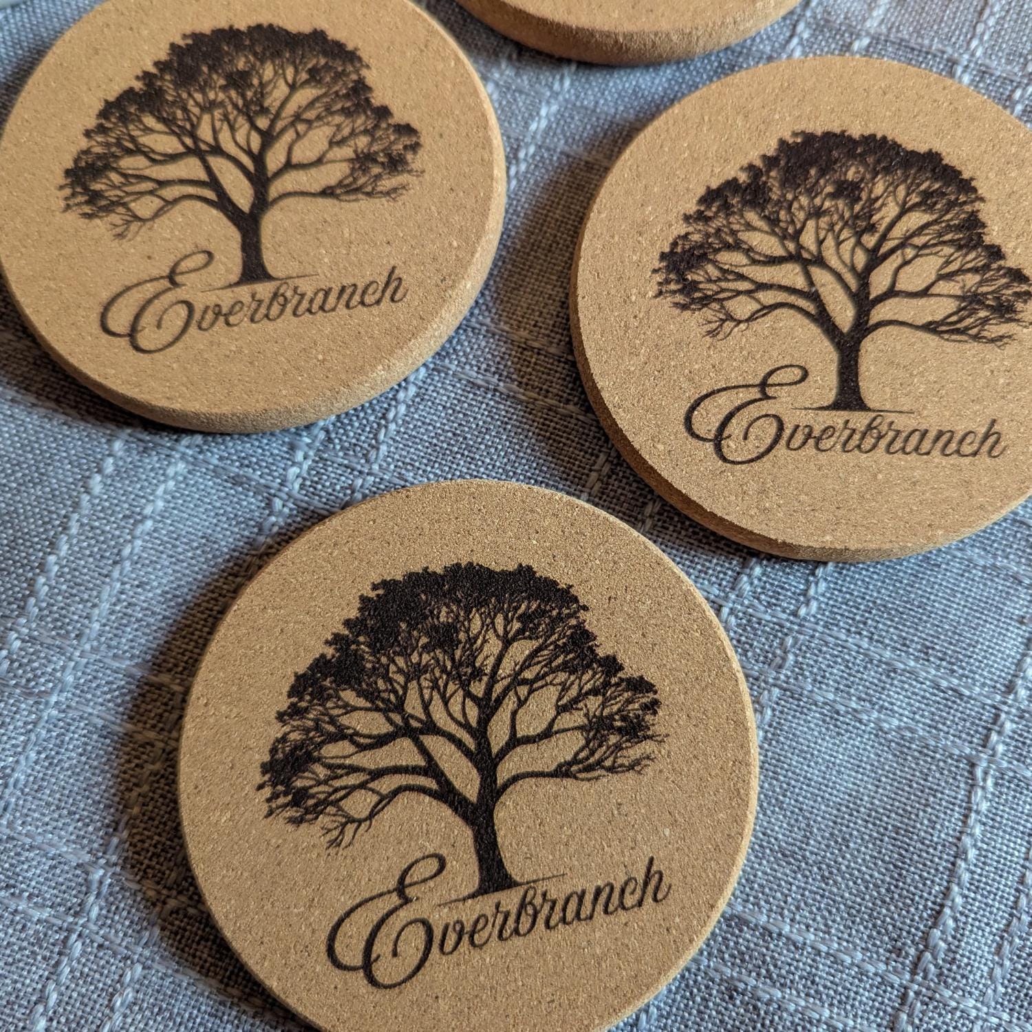 Engraved Cork Coaster Set Custom Logo Drink Coaster Personalized ...