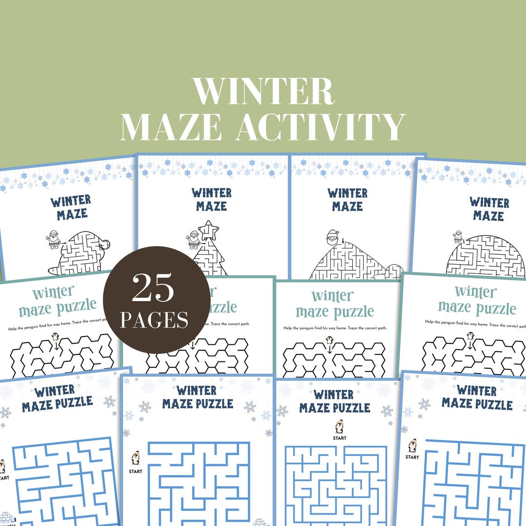 Winter Maze Printable Winter Maze Pack Winter Maze Worksheet Winter ...