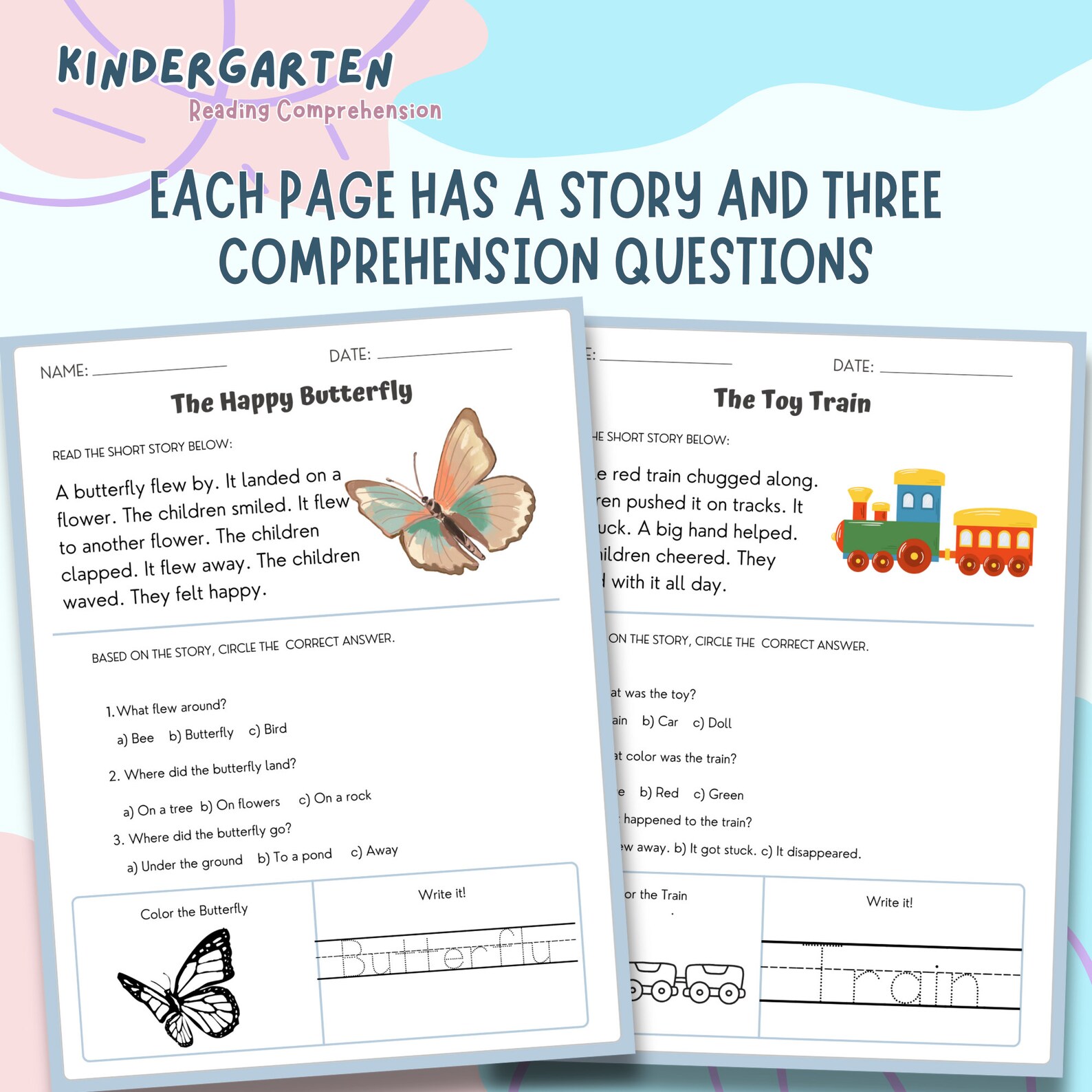 Kindergarten at Home Reading Worksheet Prek Early Reading Passage ...