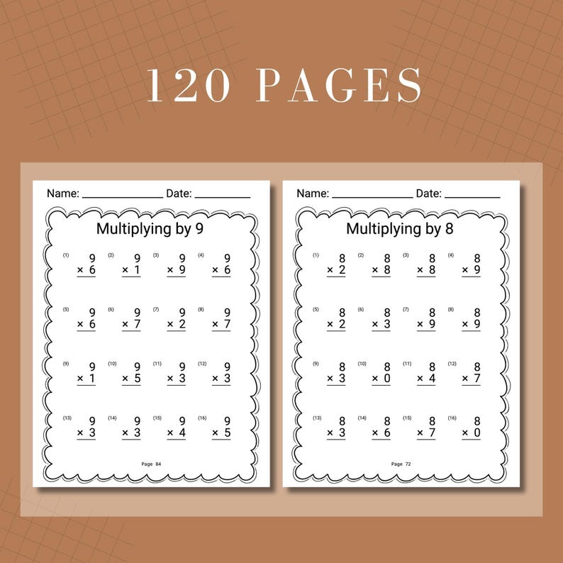 Multiplication Worksheet Practice Multiply Drill Multiplication Math ...