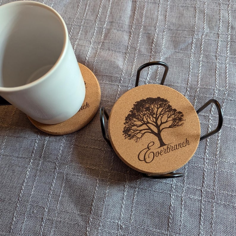 Engraved Cork Coaster Set Custom Logo Drink Coaster Personalized ...