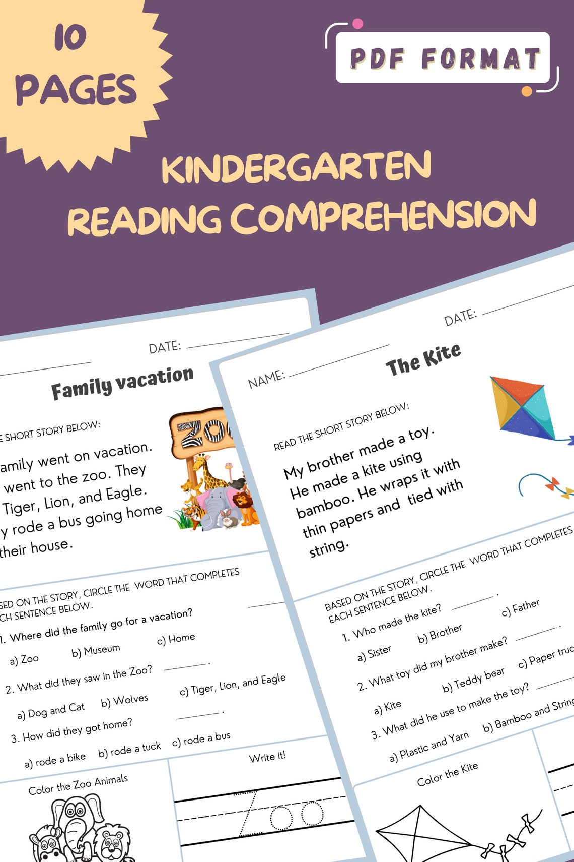 Reading Comprehension Worksheet Printable Toddler Worksheet Kid Reading ...
