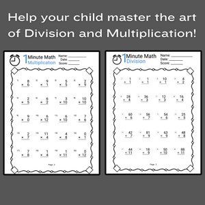 Multiplication Worksheet Printable Division Fact Drills Long Division ...