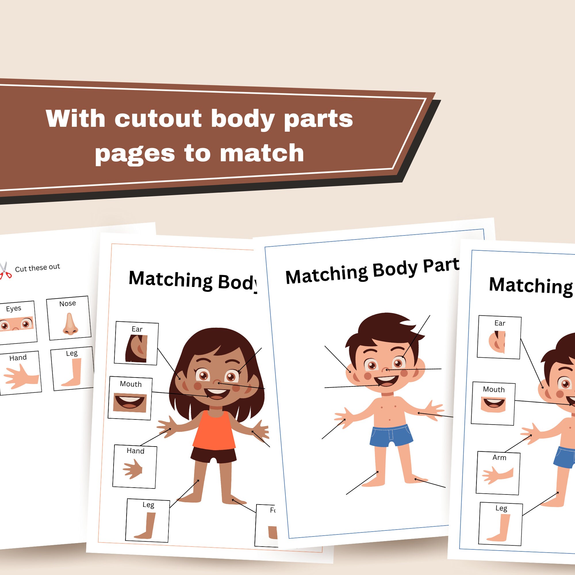 Body Part Matching Printable Game Girl Body Part Anatomy Kid Busy Book ...