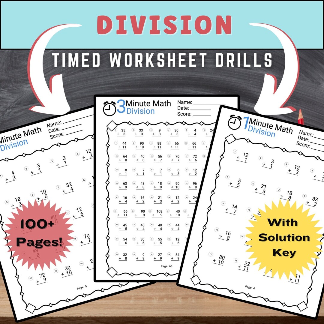 Division Worksheet Printable Practice Sheet 3rd Grade Division Fact ...