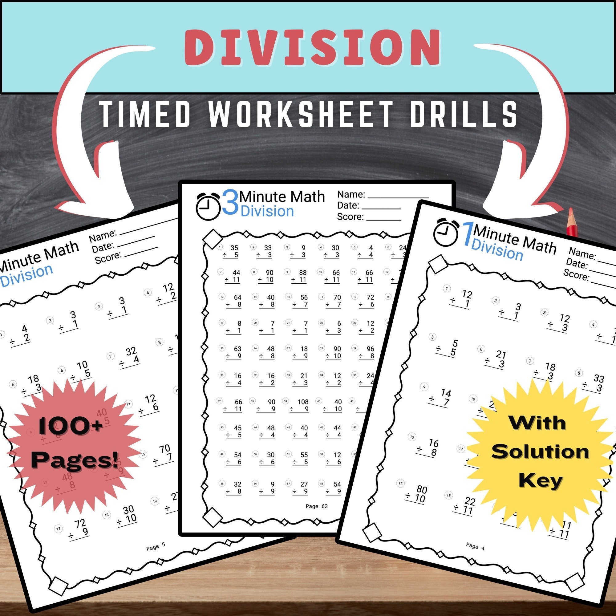 Division Worksheet Printable Practice Sheet 3rd Grade Division Fact ...