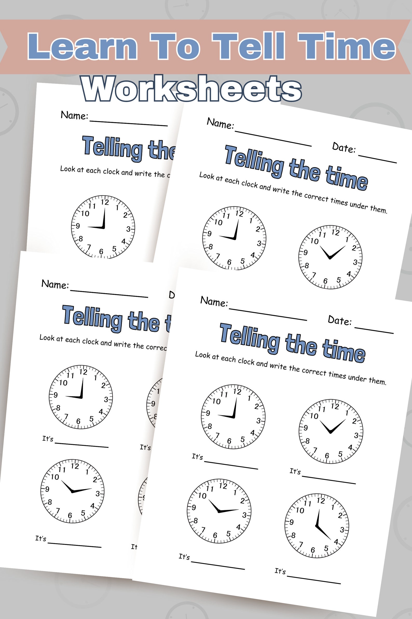 Time Telling Worksheet Printable Kid Clock Worksheet Kindergarten ...