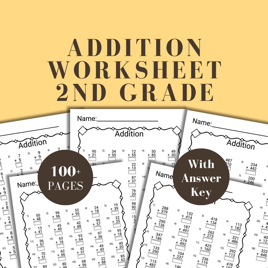 Second Grade Addition Worksheet Printable Homeschool Practice 3rd Grade ...