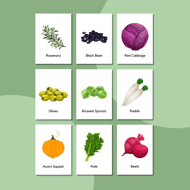 Vegetable Flashcard Montessori Learning Printable Vegetable Card ...