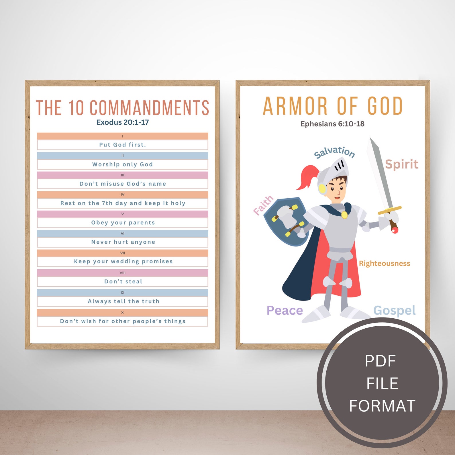 10 Commandment Poster Printable Kid Wall Art Ten Commandment Curriculum ...