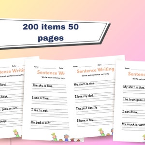 Writing Practice Kinder Printable First Grade Sentence Writing ...