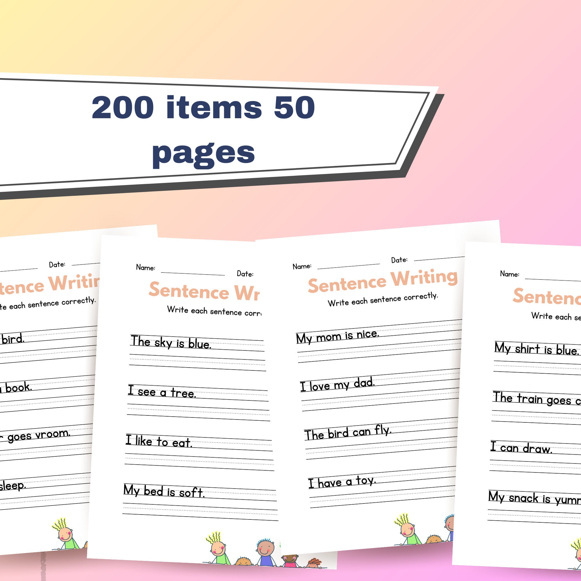 Writing Practice Kinder Printable First Grade Sentence Writing ...