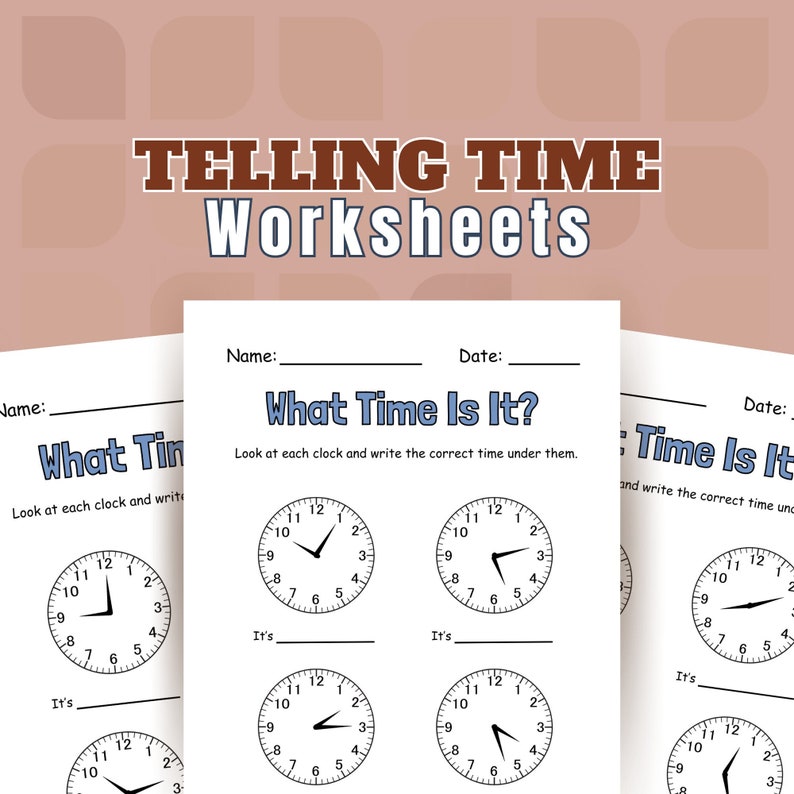 Clock Reading Exercise Kindergarten Time Telling Worksheet Printable ...
