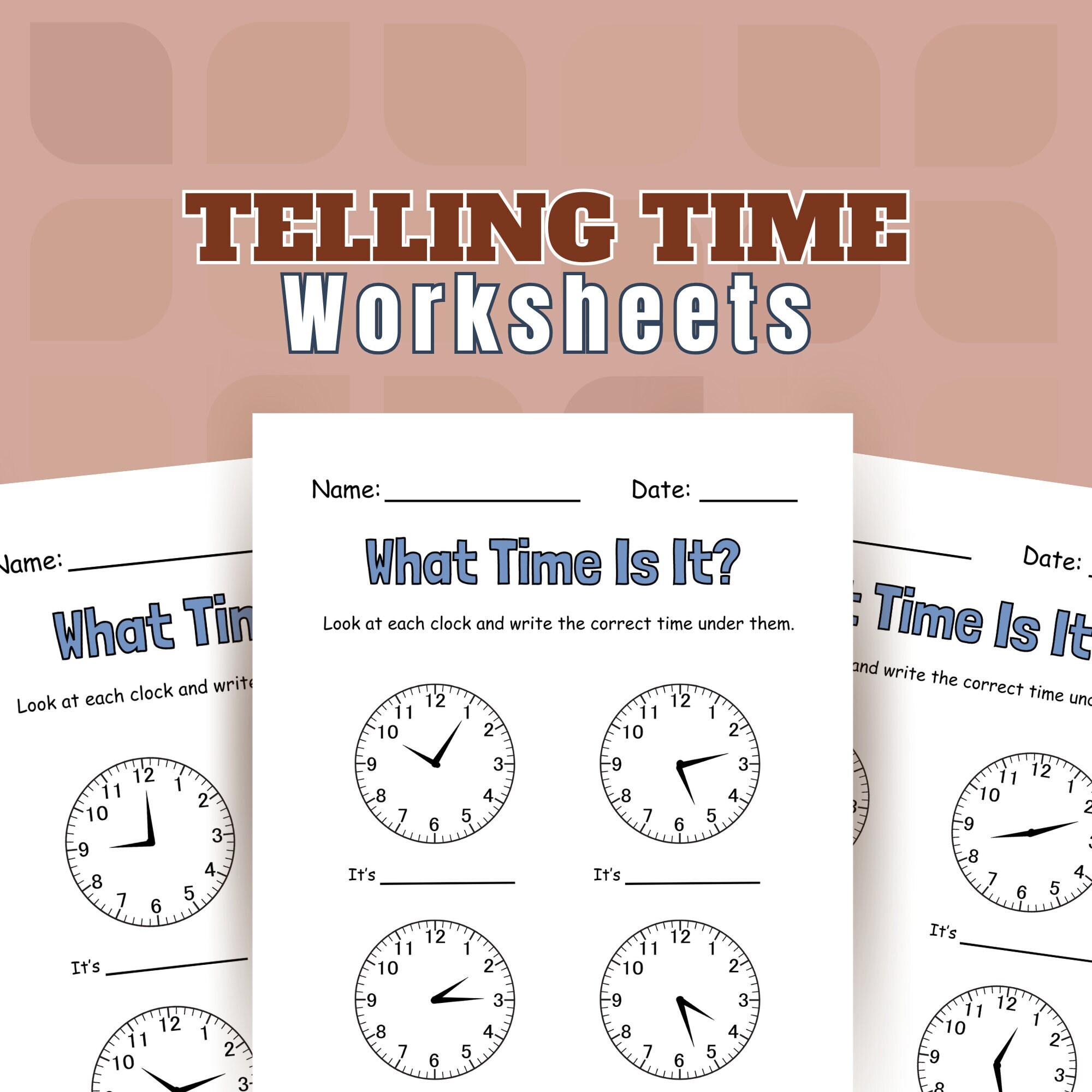 Clock Reading Exercise Kindergarten Time Telling Worksheet Printable ...