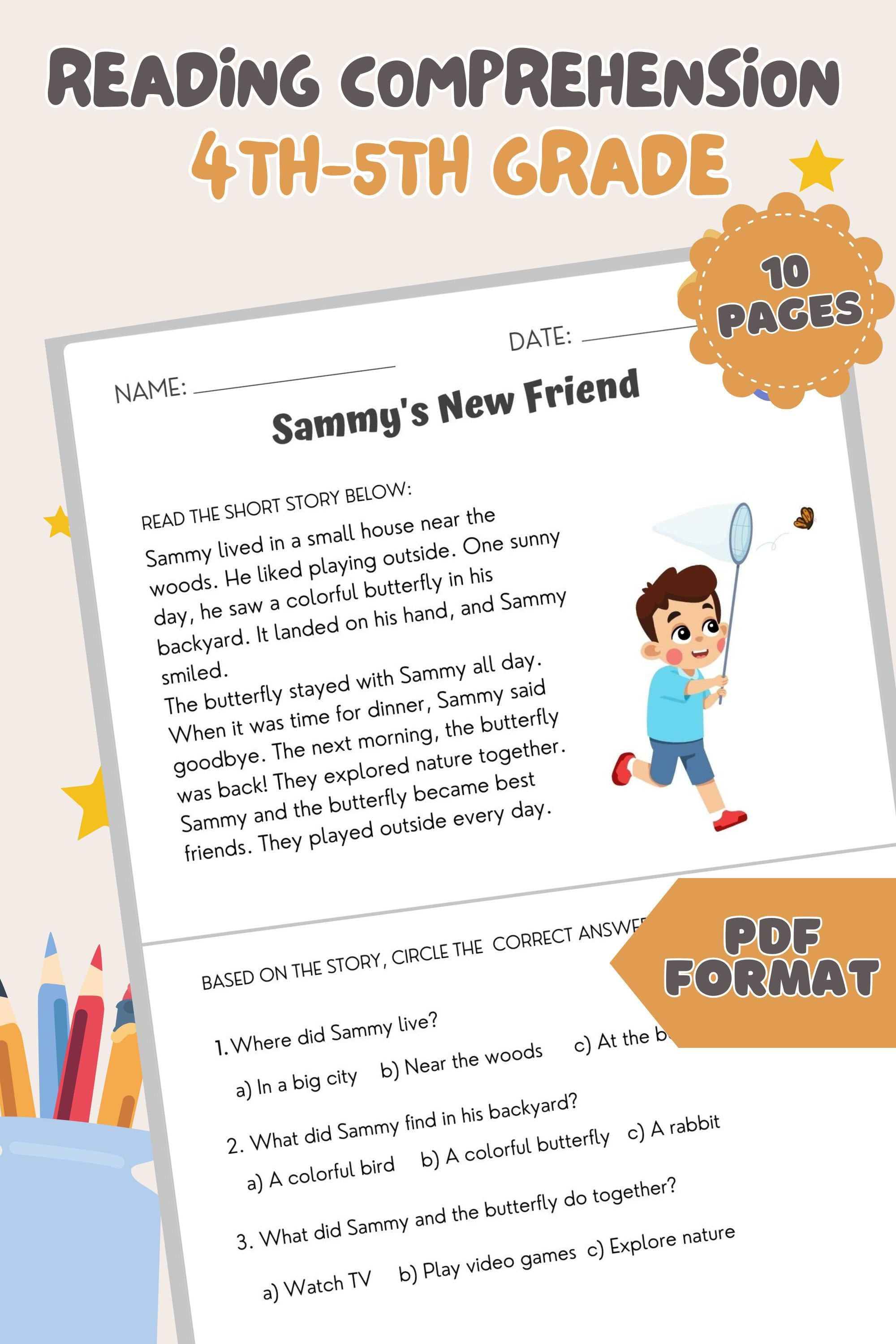 Reading Comprehension Worksheet 4th Grade Comprehension Read Fourth ...