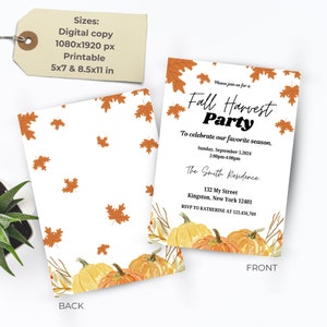 Fall Harvest Party Invitation Fall Festival Flyer Editable Text Invite ...