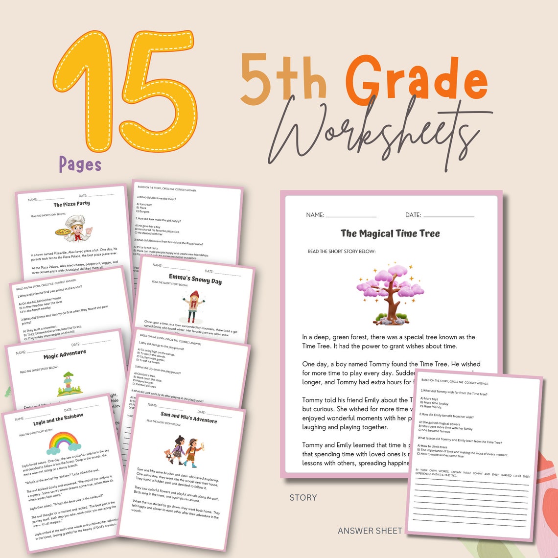 Reading Comprehension Worksheet Bundle Educational Printable 2nd Grade ...