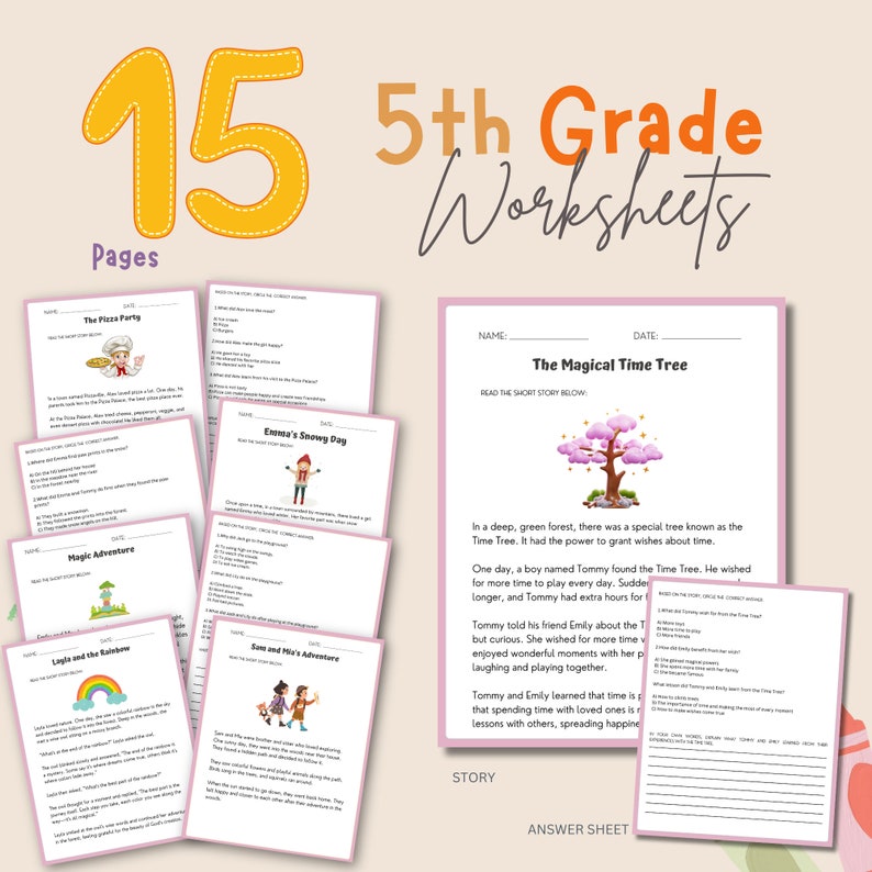 Reading Comprehension Worksheet Bundle Educational Printable 2nd Grade ...