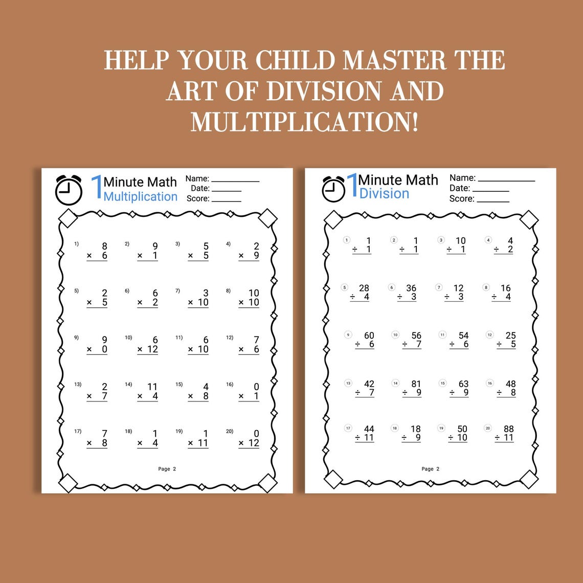 Multiplication Drill Worksheet Printable Kid Math Download Division ...