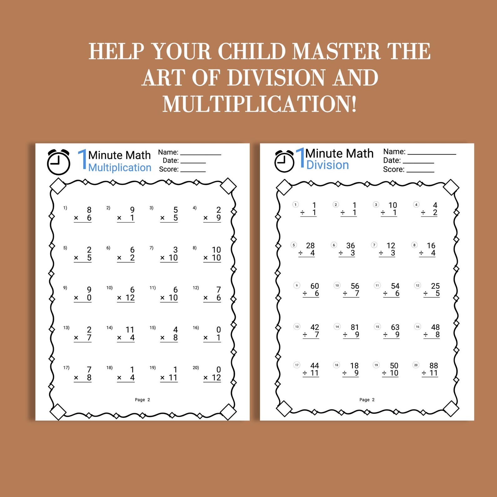 Multiplication Drill Worksheet Printable Kid Math Download Division ...