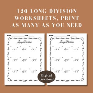 5th Grade Long Division Math Printable Homeschool Long Division Math ...