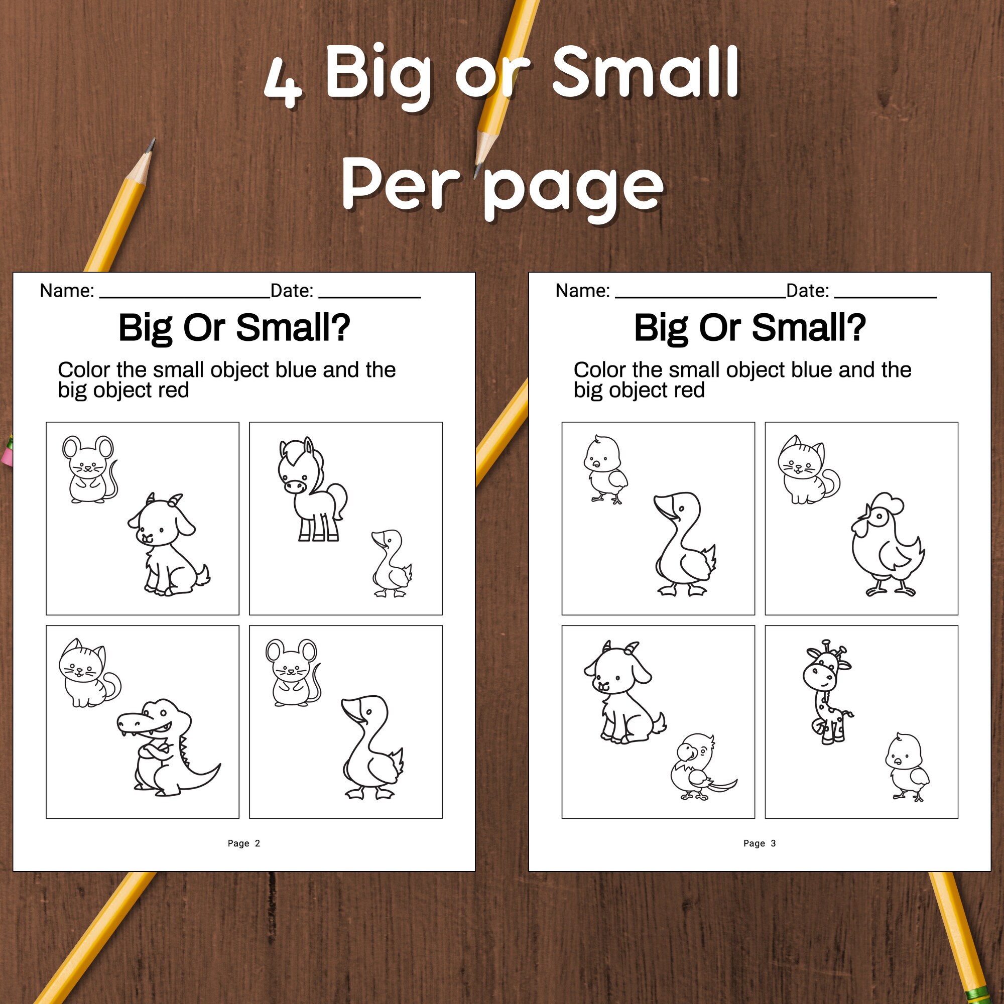 Big Small Worksheet Preschool Activities Printable Worksheet - Etsy