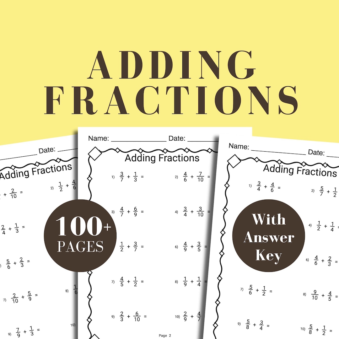 Adding Fraction Worksheet 5th Grade Math Printable Fraction Addition ...