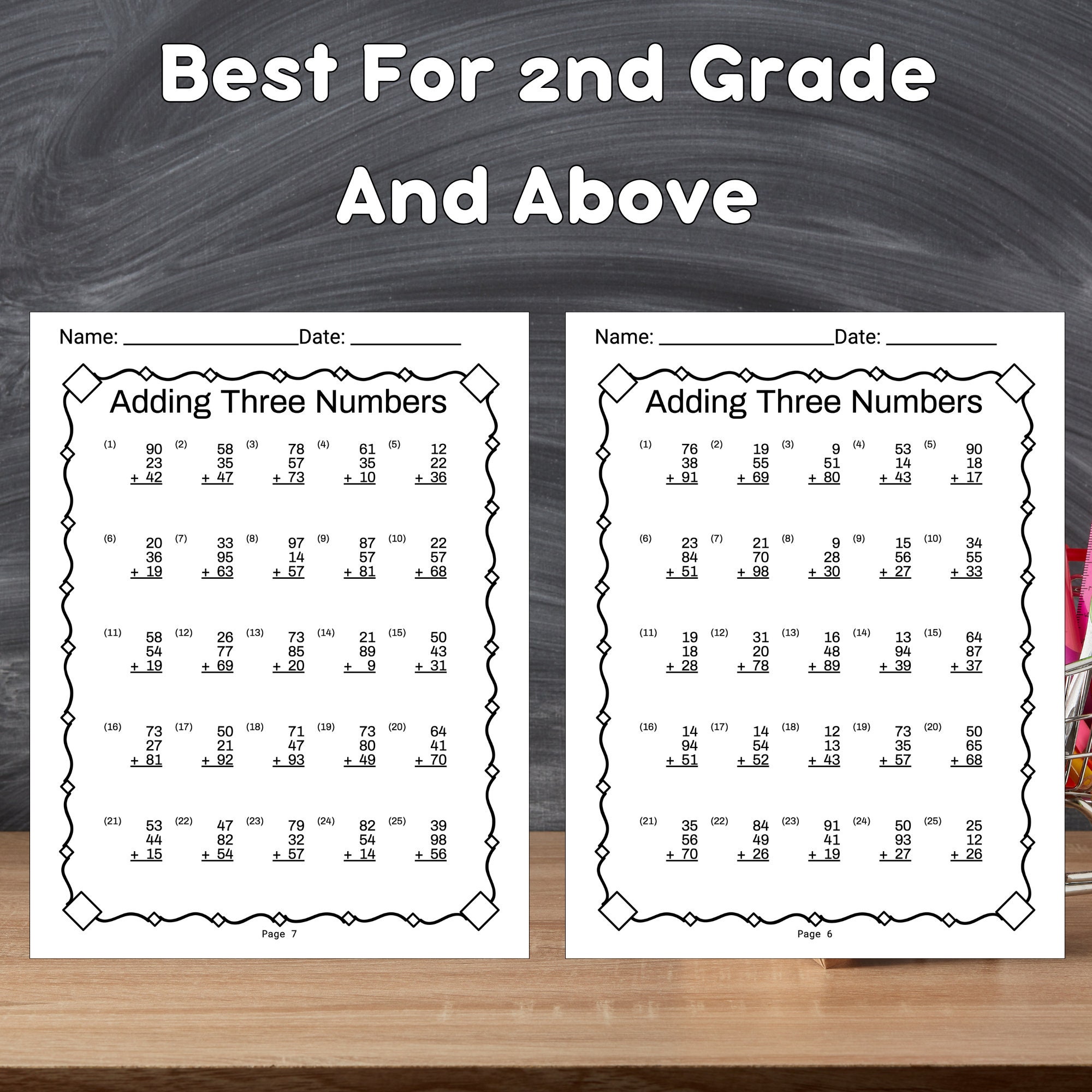 Addition Math Worksheet 2nd Grade Adding Three Number Homeschool ...