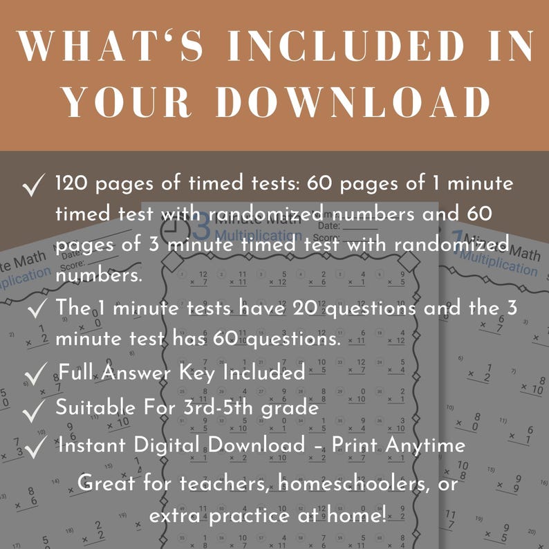 Multiplication Worksheet Timed Math Multiplication Table Homeschool ...