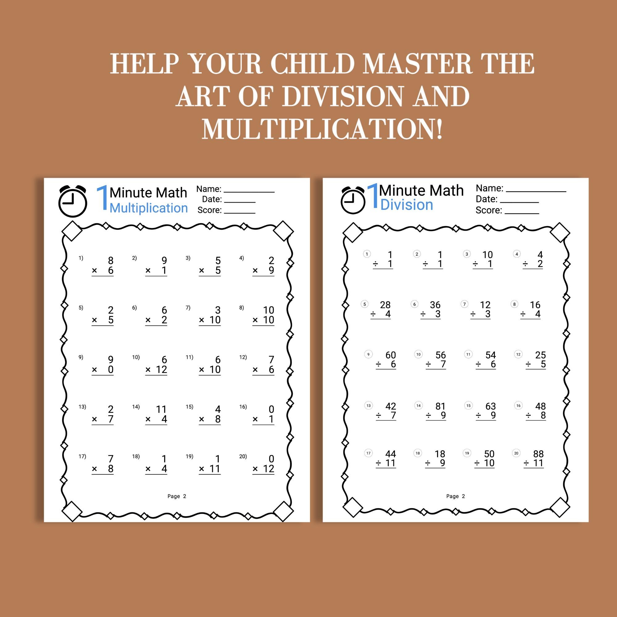 Time Division Drill Worksheet Fourth Grade Multiplication Drill ...