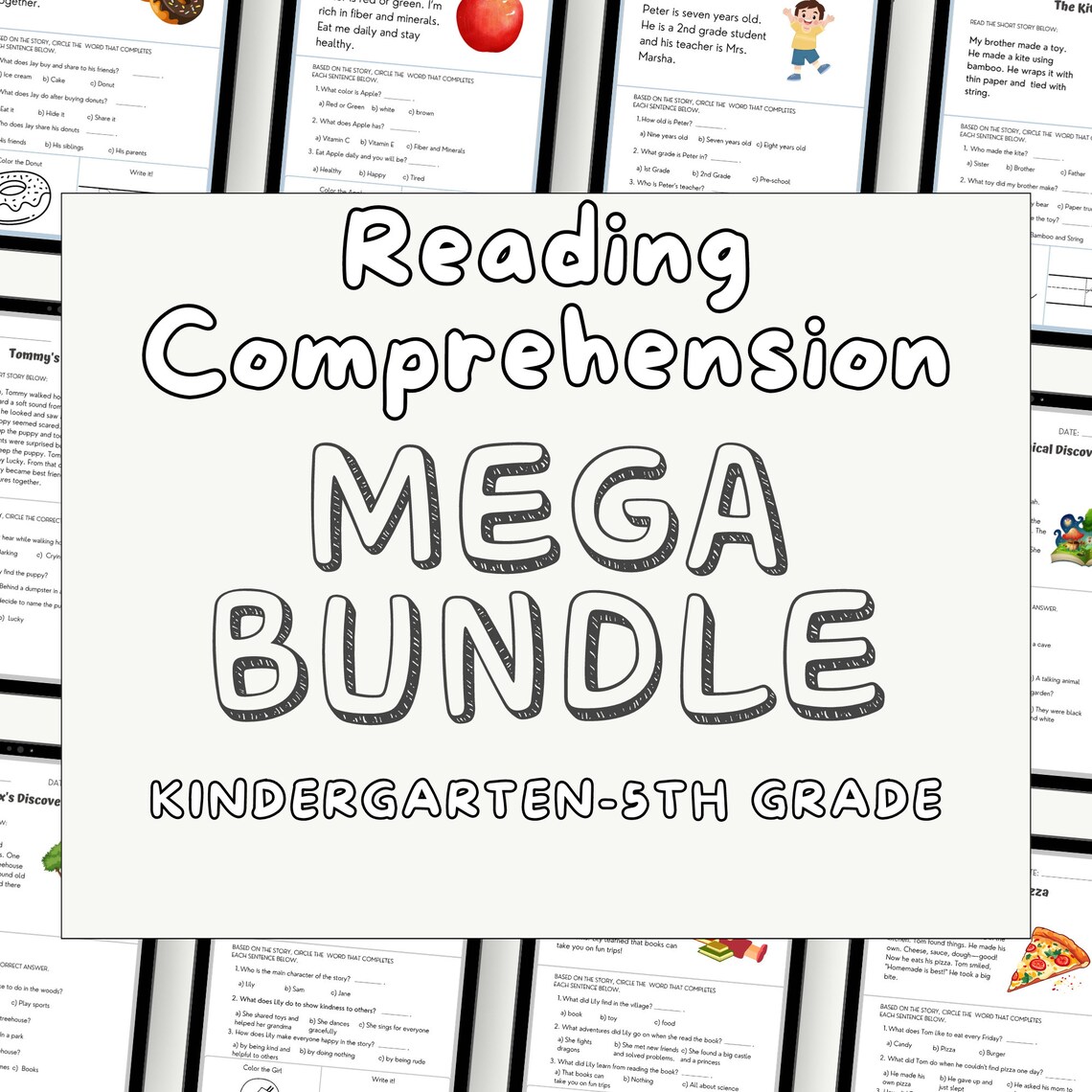 Reading Comprehension Worksheet Bundle Educational Printable 2nd Grade ...