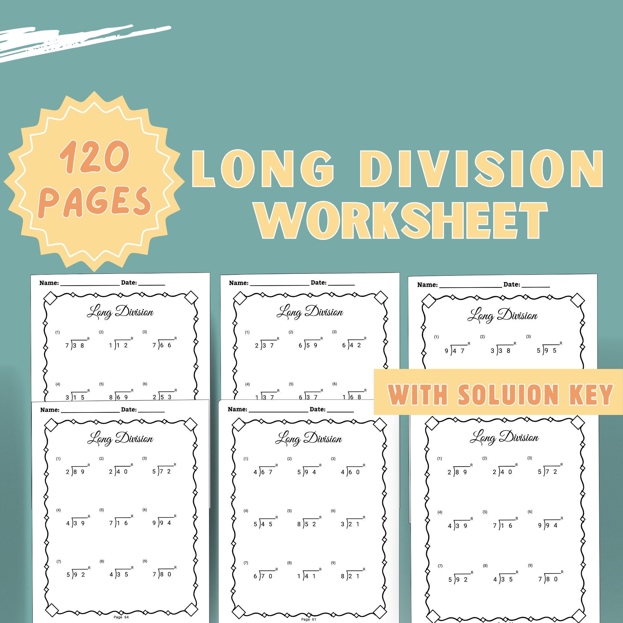 Long Division Worksheet 3rd Grade Math Place Value 5th Grade Division ...