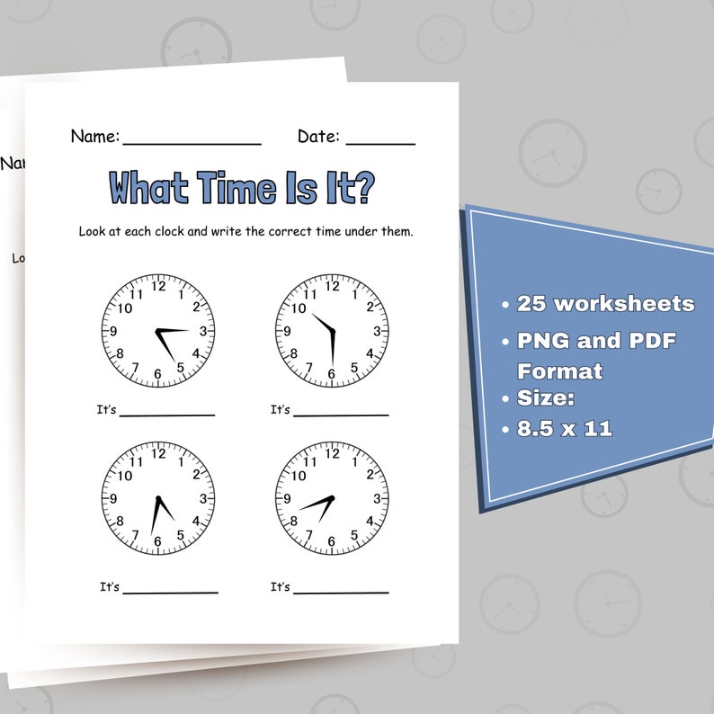 Time Telling Worksheet Printable Clock Reading Exercise Kindergarten ...