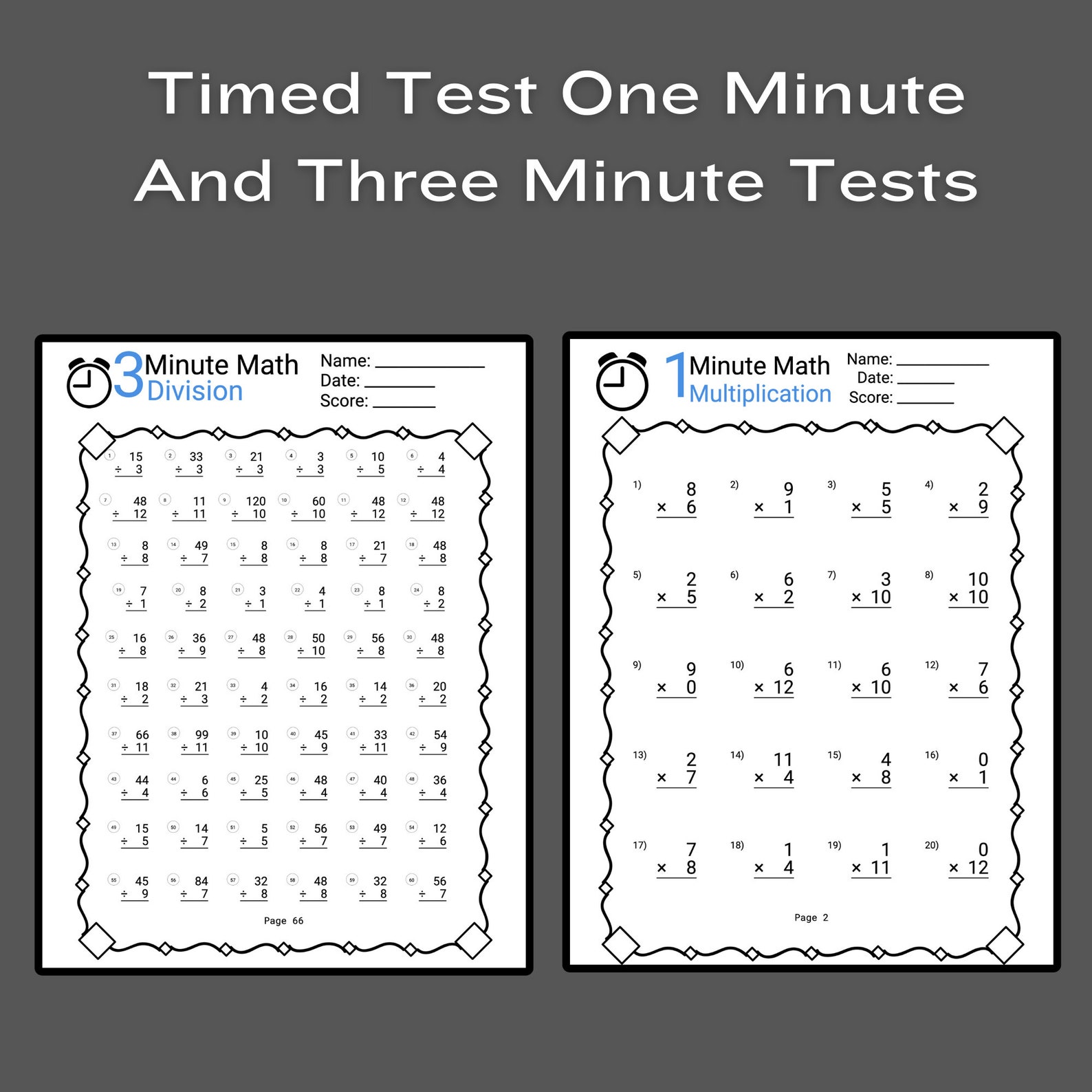 Multiplication Worksheet Printable Division Fact Drills Long Division ...