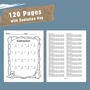 Math Exercise Sheet Montessori Math Addition Subtraction Drill Math ...