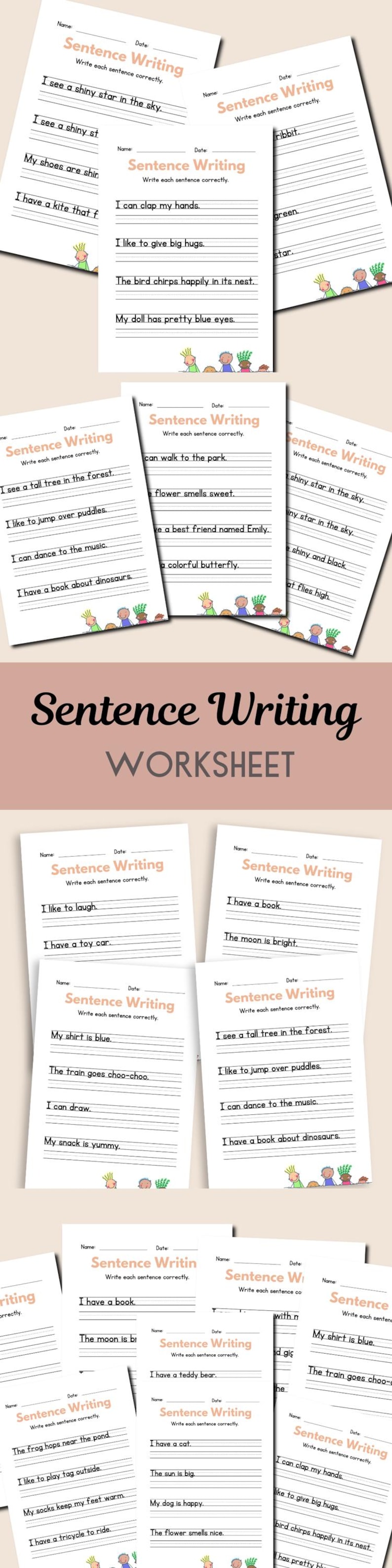 Sentences 1st Grade Practice Worksheet Writing Printable Sentence ...