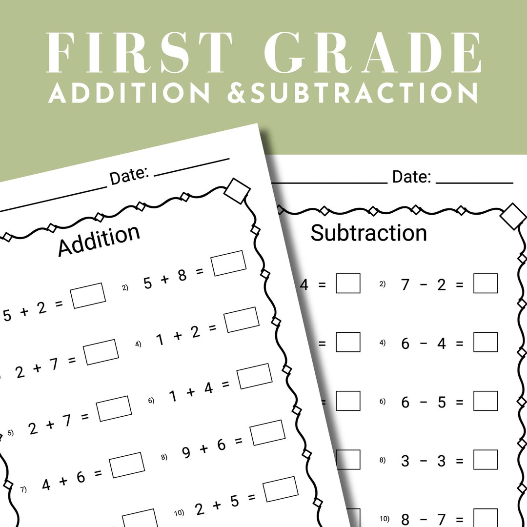 Mathematics First Grade Addition Subtraction Worksheet 1st Grade ...