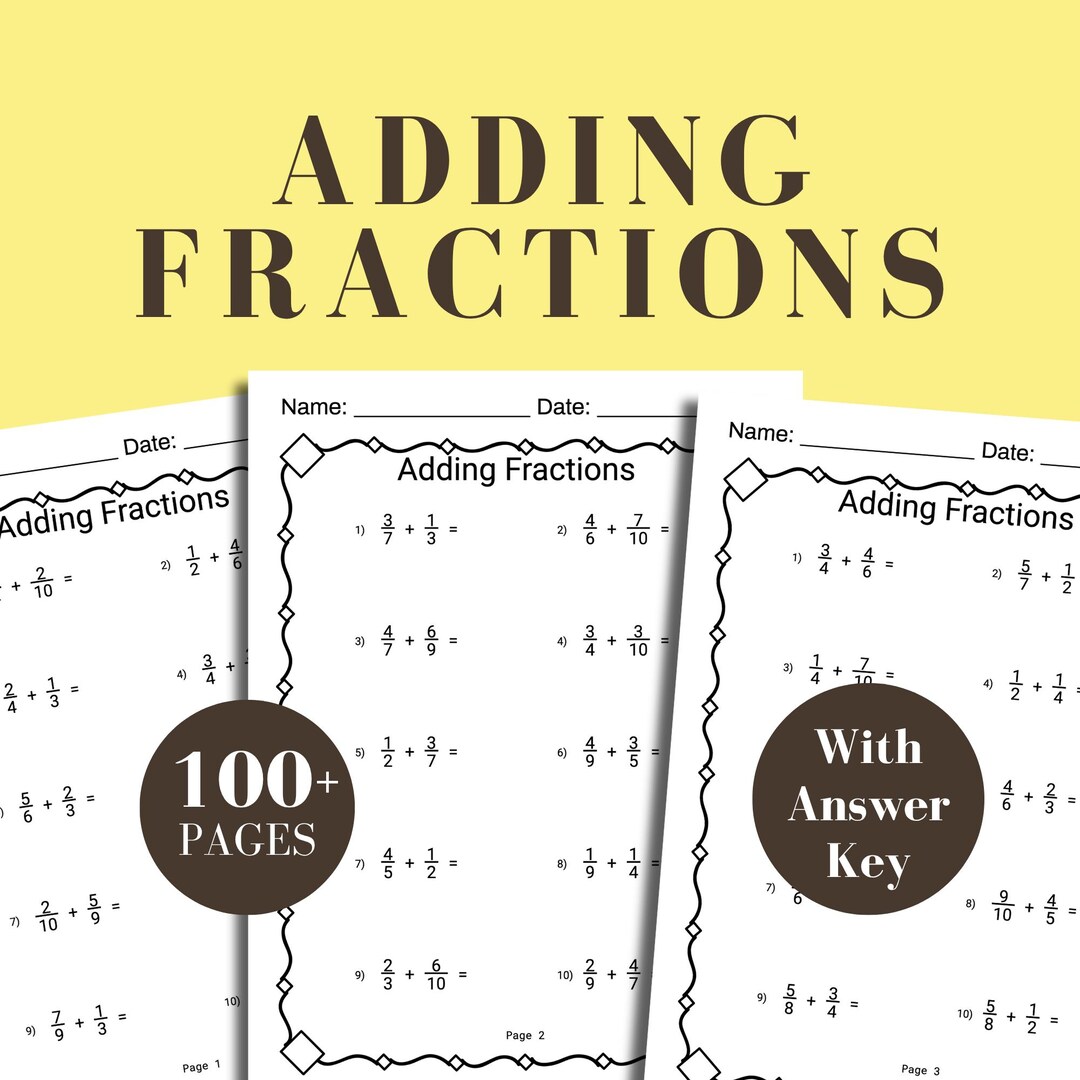 Adding Fraction Worksheet 5th Grade Math Printable Fraction Addition ...
