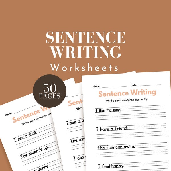 Word Tracing Sentences - Etsy